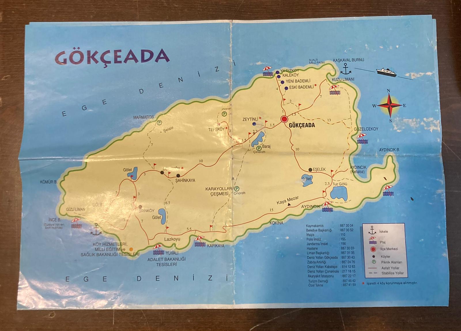 Gökçeada Turizm Haritası - Touristic Gökçeada Map - Sahaf - EDAM